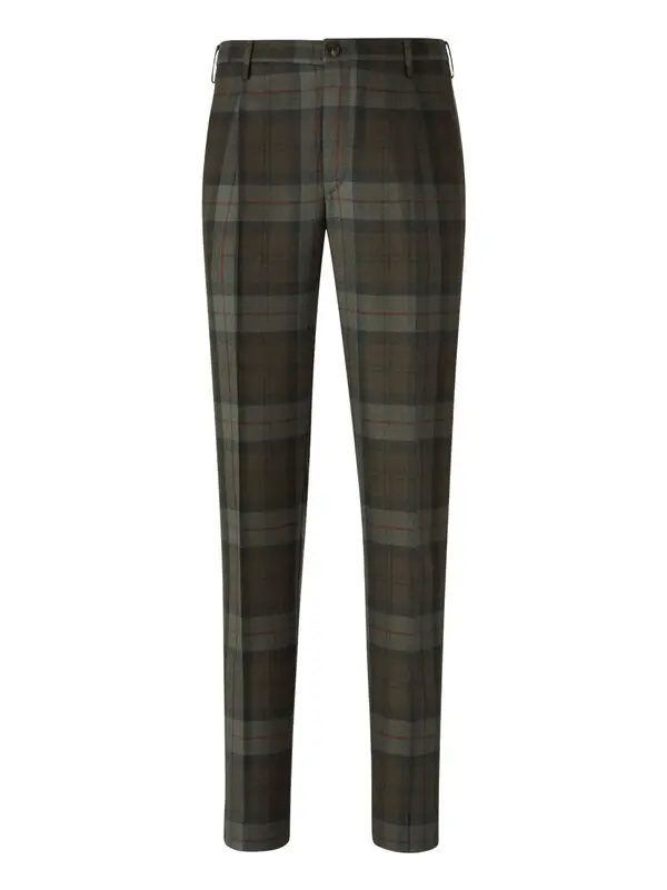 Incotex Plaid Tailored Trousers - Dark Green