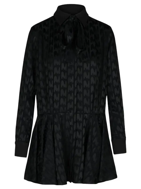 MSGM All-over "m" Letter Combination Long-sleeved Dress - Black