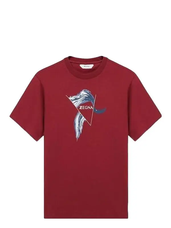 Zegna Logo Printed Short Sleeves - Red