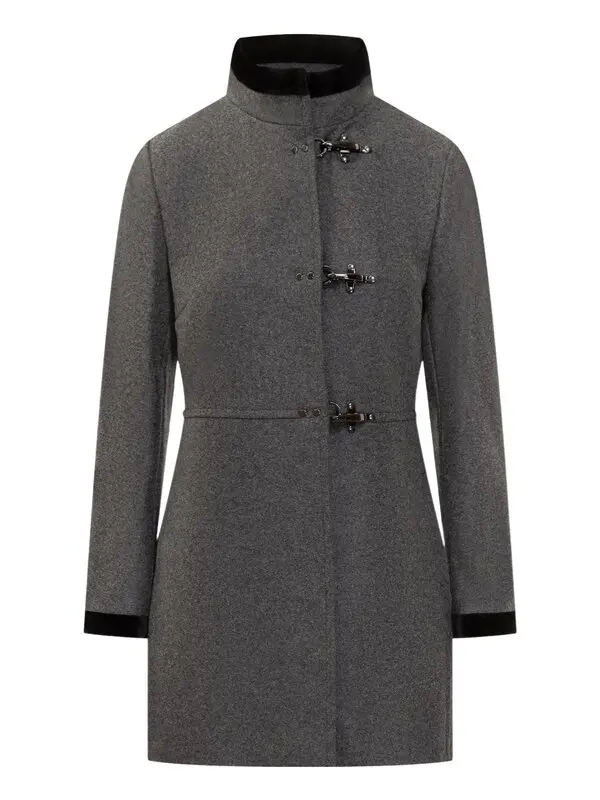 FAY Virginia Wraparound Collar Coat - Black