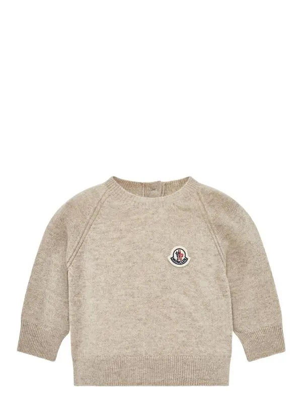 Moncler Cashmere Crew Neck Sweater With Button Closure - Khaki