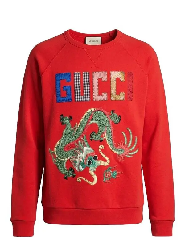 Gucci Embroidered Dragon Sweatshirt - Red