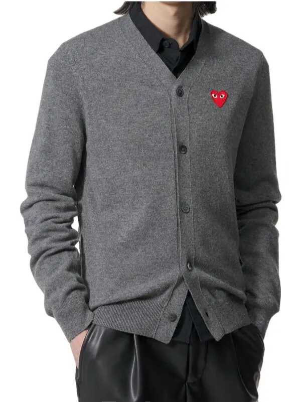 Comme Des Garçons Iconic Patch Buttoned Cardigan - Grey