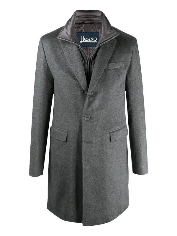 Herno Single-breasted Layered Coat - Black