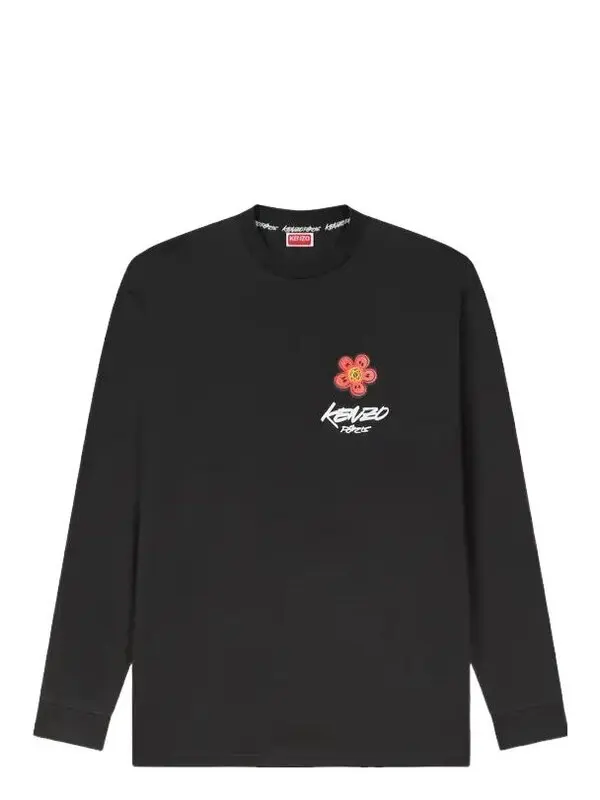 Kenzo Logo Printed Long-sleeved T-shirt - Black