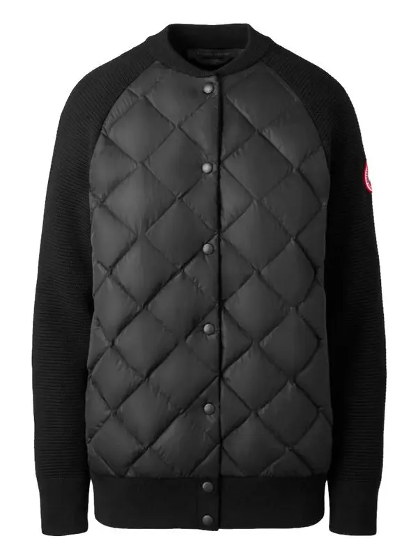 Canada Goose Quilted Down Bomber Jacket With Ribbed Trim - Black