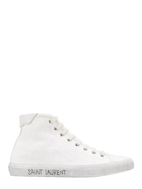 Saint Laurent Malibu Mid-top Lace-up Sneakers - White