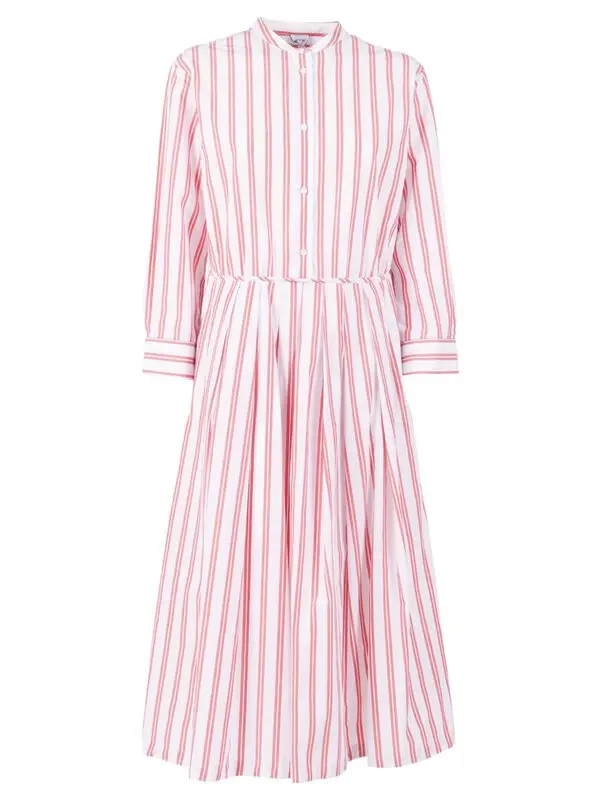 Aspesi Striped Poplin Shirt Dress - White