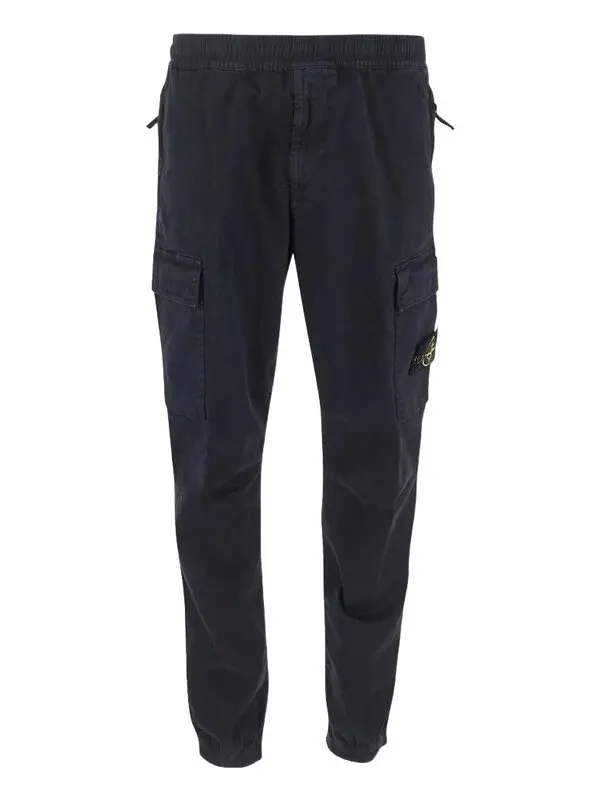 Stone Island Logo Patch Tapered Cargo Trousers - Blue