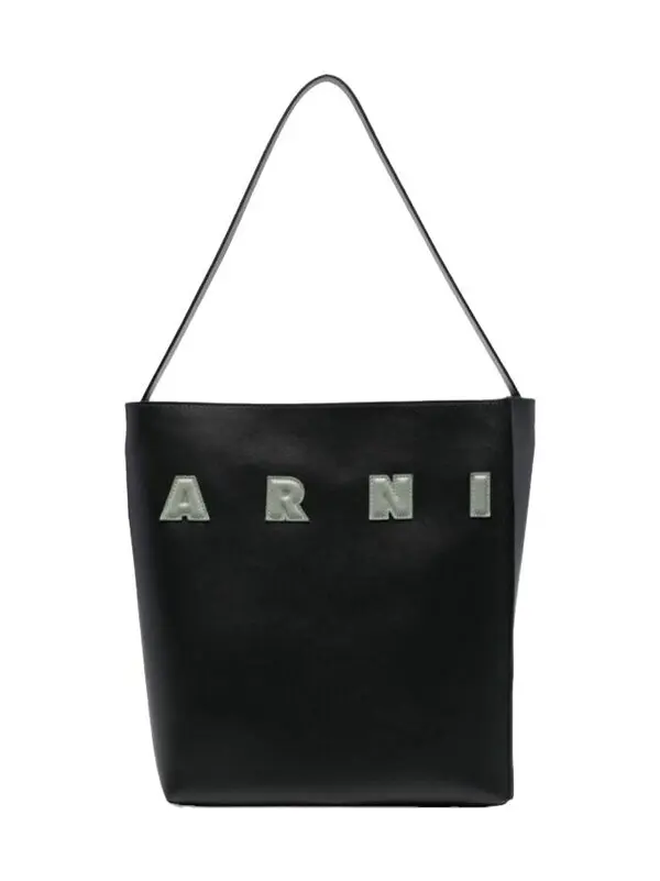 Marni Logo Patch Shoulder Bag - Black