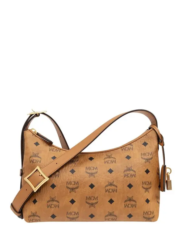 Mcm Small Aren Visetos Zipped Crossbody Bag - Brown