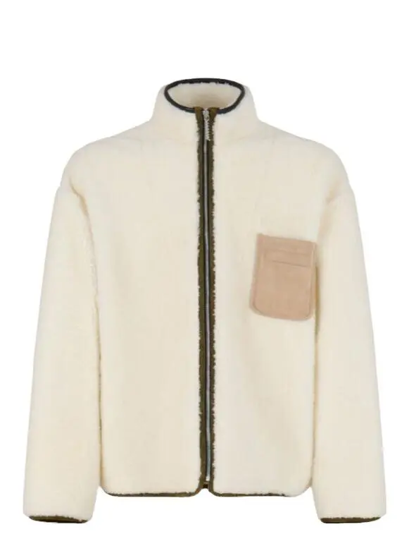 Marni Shearling Jacket With Leather Piping - Cream