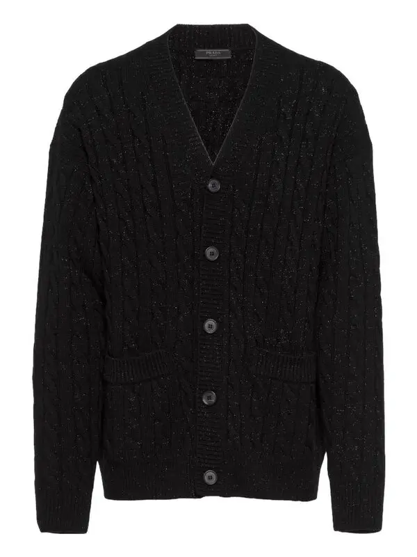 Prada Cable Knit Cardigan - Black