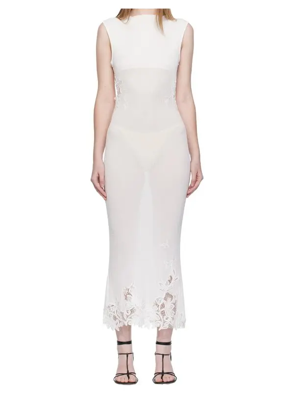 Christopher Esber Lace-insert Ribbed Knit Midi Dress - White