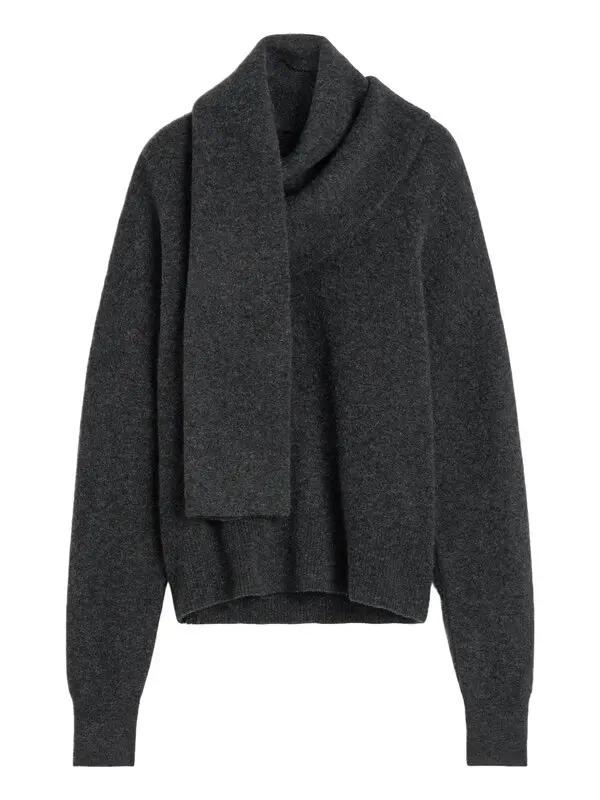 TOTEME Draped Scarf Knitted Jumper - Granite