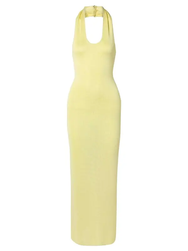 Khaite Coraline Halterneck Midi Dress - Yellow
