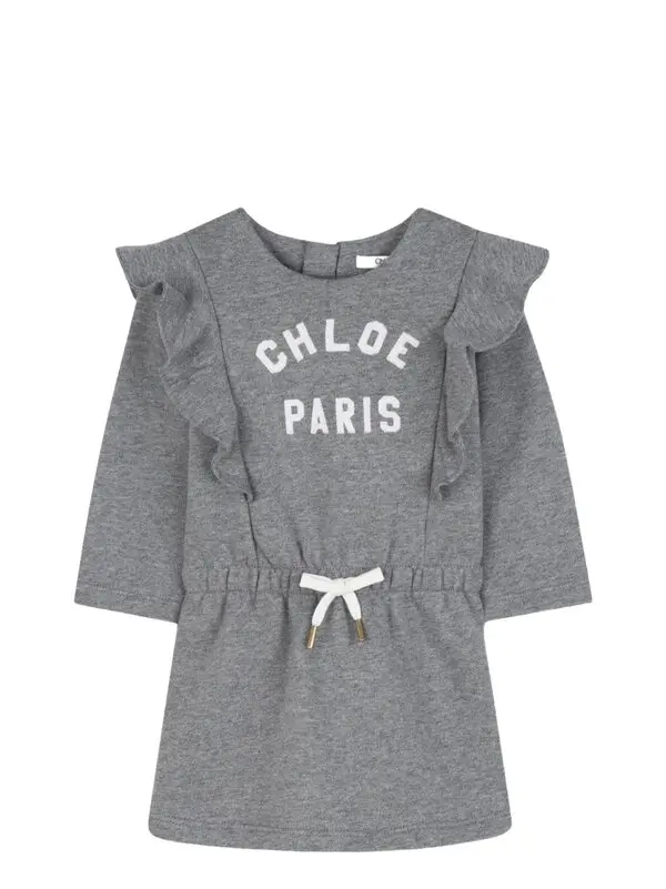 Chloé Logo Print Dress - Gray