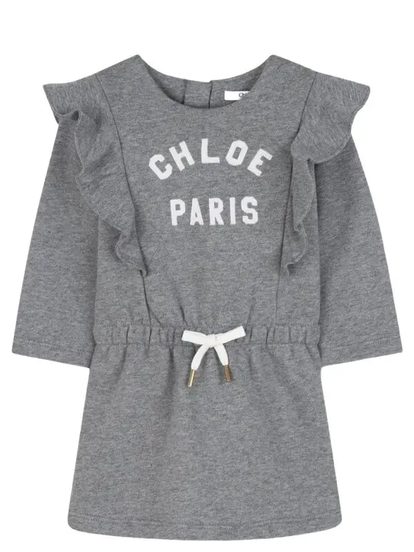 Chloé Logo Print Dress - Grey