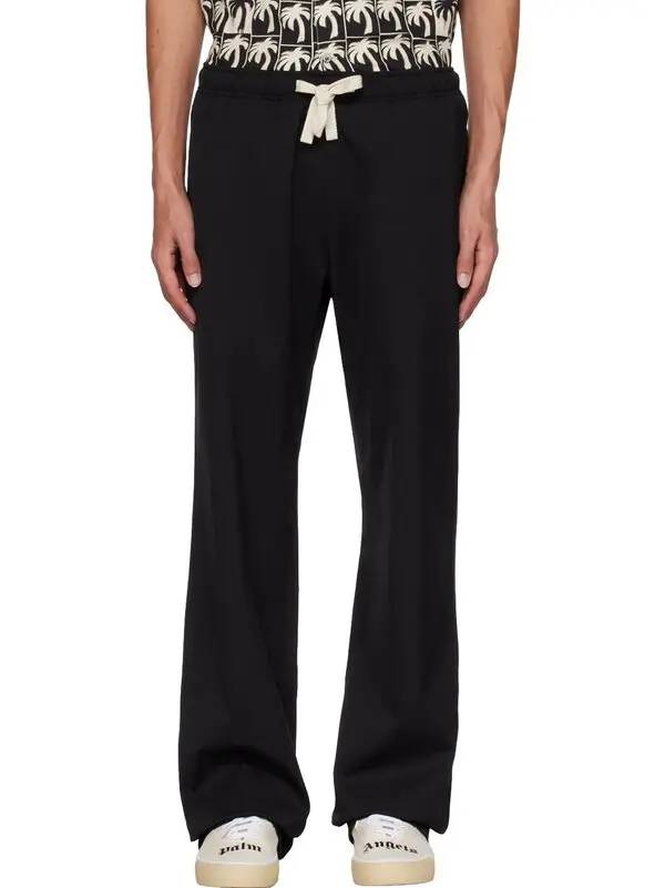 Palm Angels Logo Embroidered Drawstring Pants - Black