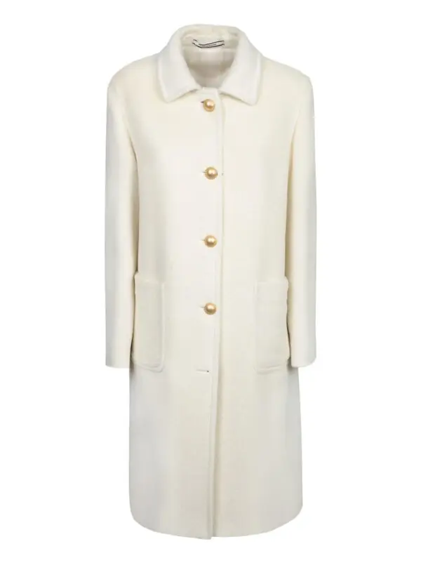 Tagliatore Golden Button Alpaca Coat - White