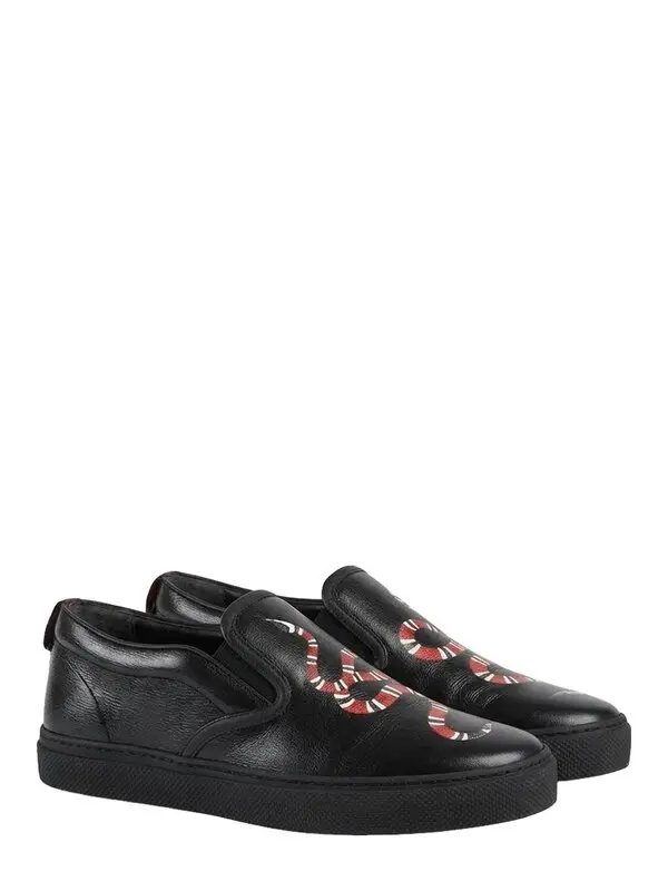 Gucci Printed Casual Slip-on Sneakers - Black
