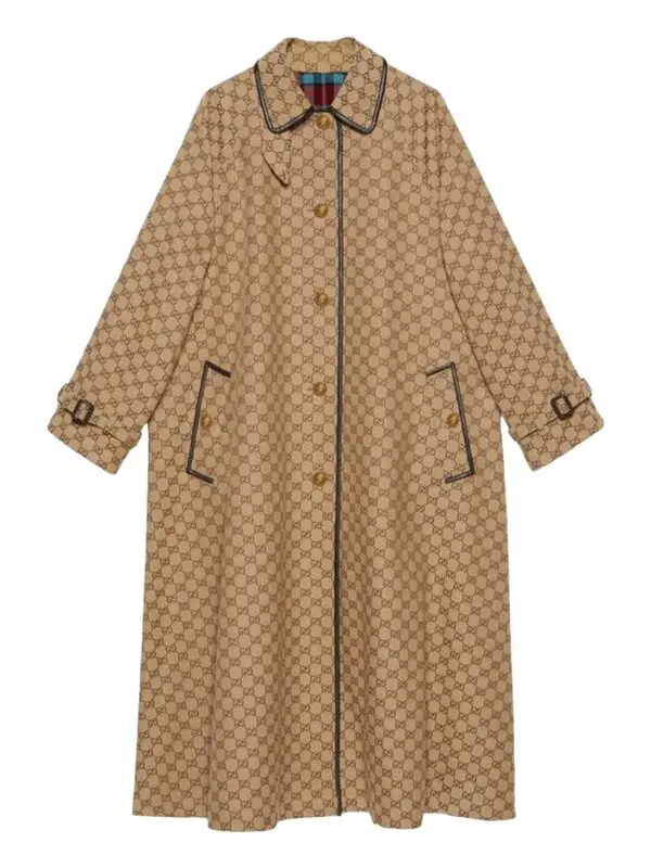 Gucci Reversible Gg Plaid Coat - Camel/ebony