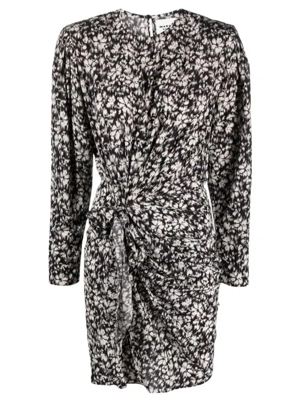 Isabel Marant Étoile Floral Print Long Sleeve Mini Dress - Black