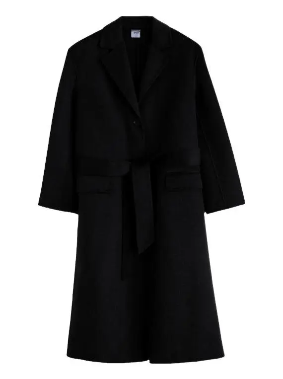 Aspesi Belted Long Sleeve Coat - Black
