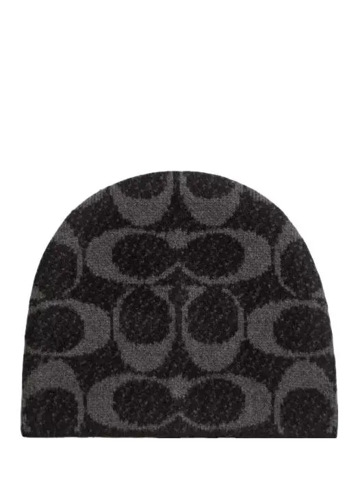 COACH Logo-patterned Beanie - Black