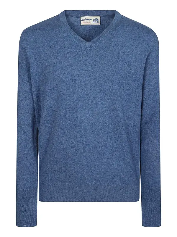 BALLANTYNE V-neck Cashmere Sweater - Soft Denim