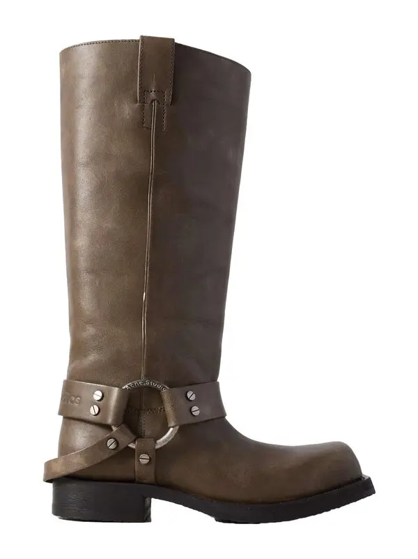 Acne Studios Square-toed Boots With Ring Detailing - Brown