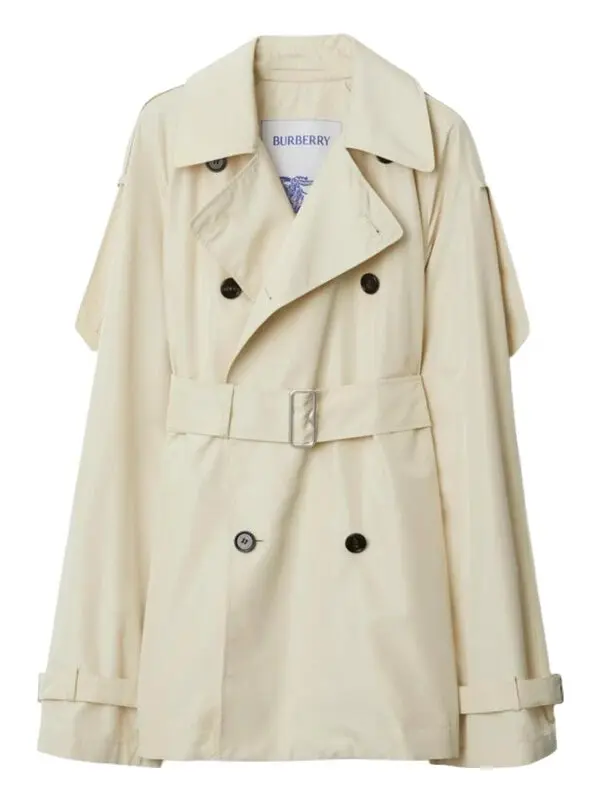 Burberry Double Breasted Belted Blazer - Printed Fabric