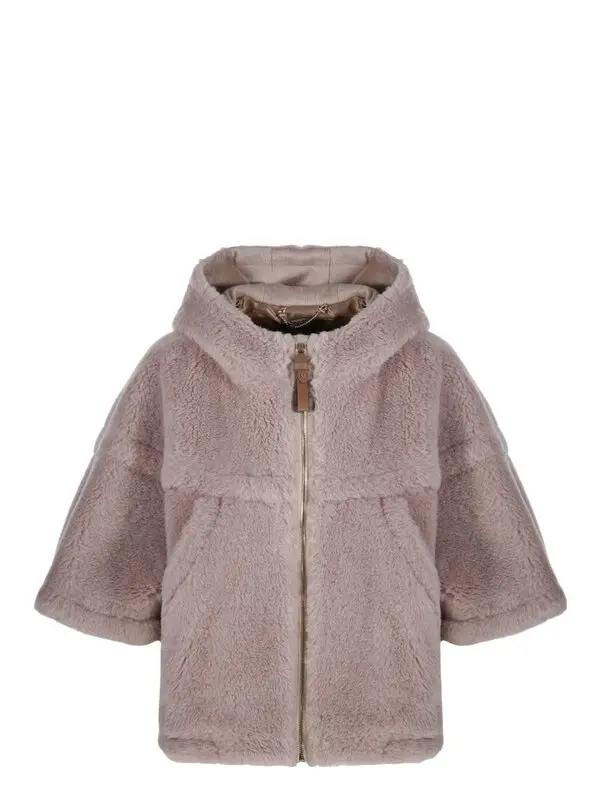 Max Mara Petalo Zip-up Hooded Teddy Cape - Nude