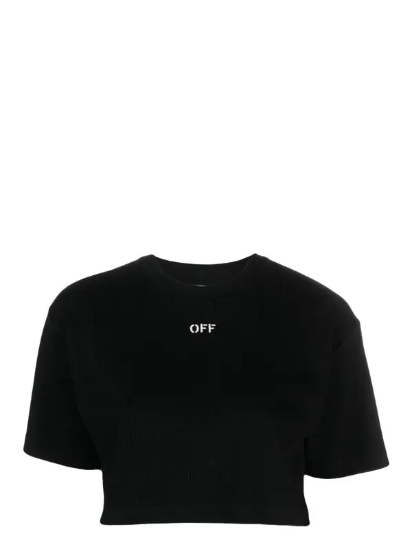 Off-White Off-stamp Crewneck Cropped T-shirt - Black