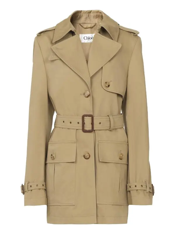 Chloé Belted Short Trench Coat - Clay Brown