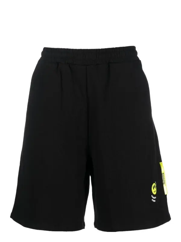 BARROW Logo Printed Straight Hem Shorts - Black