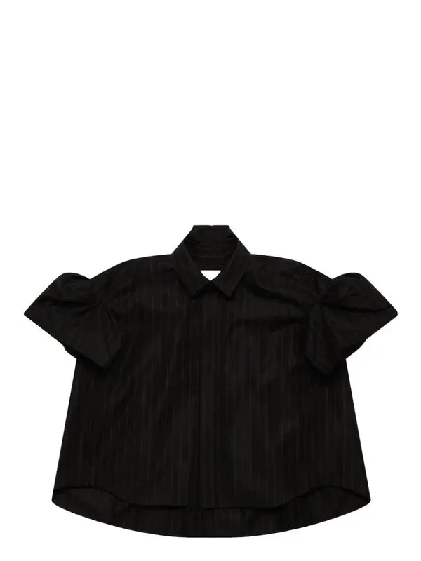 Sacai Chalk Stripe Shirt With Ruffled Cuffs - Black