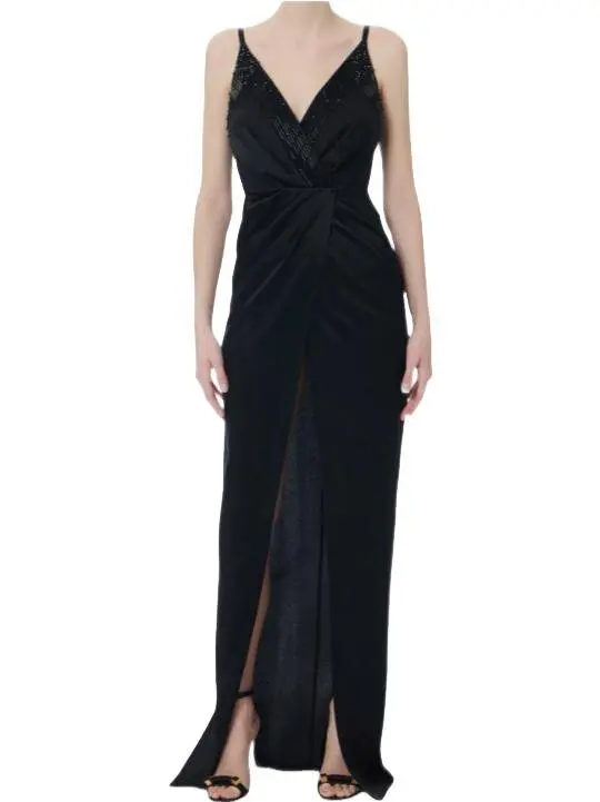 Elisabetta Franchi Beaded Sleeveless Dress - Black
