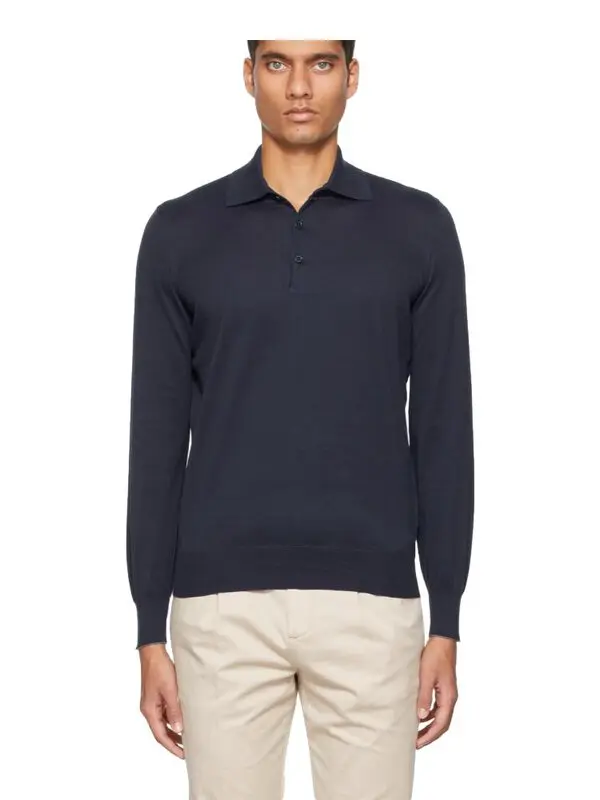Brunello Cucinelli Long-sleeved Knitted Polo Shirt - Black