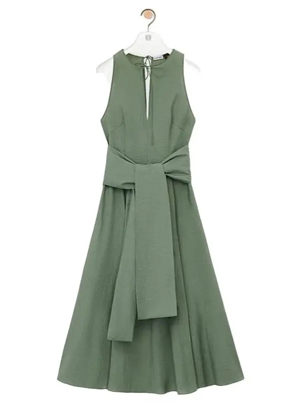 Loewe Sleeveless Wrap Midi Dress - Gray-green