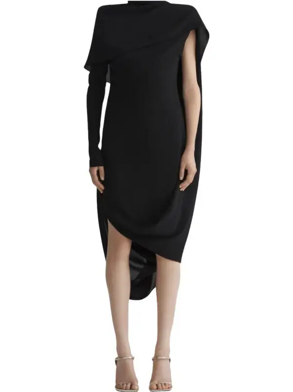 MUGLER Asymmetrical Roll-neck Dress - Black