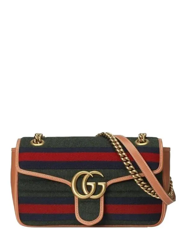 Gucci Gg Marmont Striped Shoulder Bag - Black