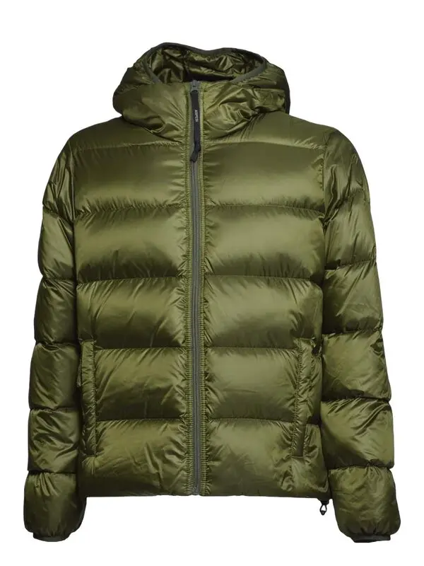 Aspesi Padded Hooded Down Jacket With Drawstring Hem - Olive Green
