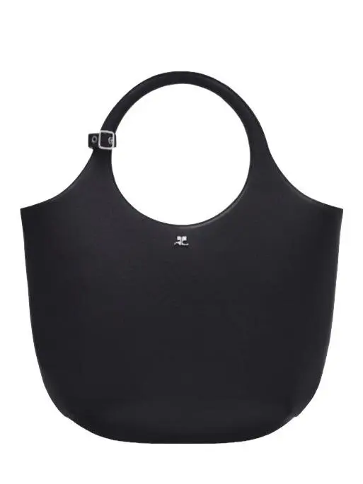 COURREGES Logo Plaque Top Handle Bag - Black