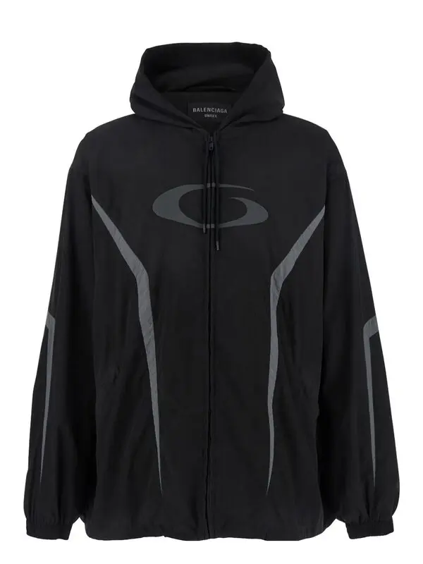 Balenciaga Hooded Zip-up Track Jacket - Black