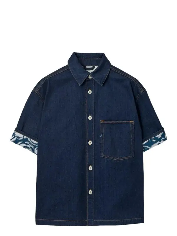 Burberry Logo Patch Denim Shirt - Blue