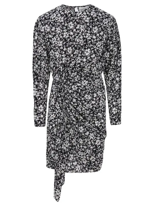 Isabel Marant Étoile Floral Print Mini Dress With Knot Detail - Black
