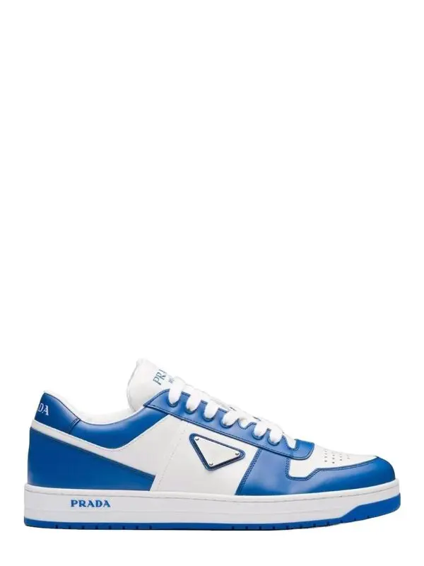 Prada Downtown Leather Sneakers - White/cobalt Blue