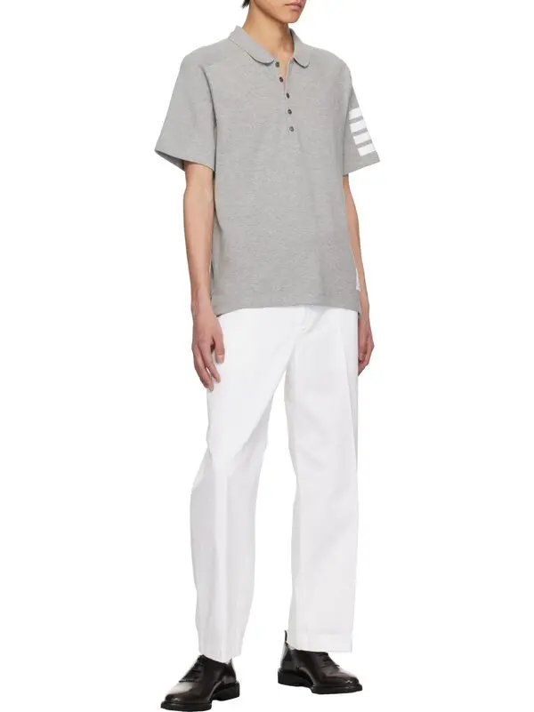 Thom Browne 4-bar Short Sleeve Polo Shirt - Light Gray