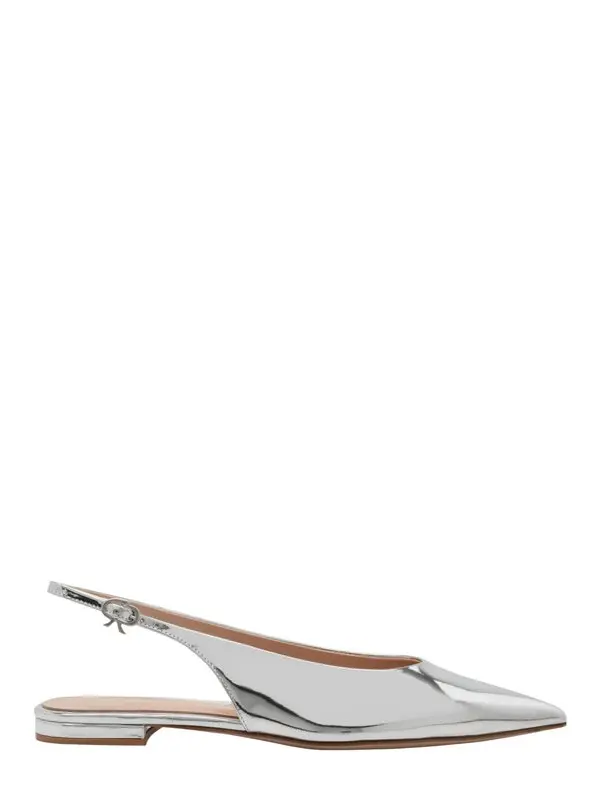GIANVITO ROSSI Robbie Slingback Pointed Toe Ballet Flats - Silver